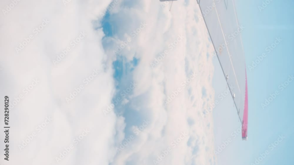Airplane wing vertical video thick clouds spectacular scene Airplane ...