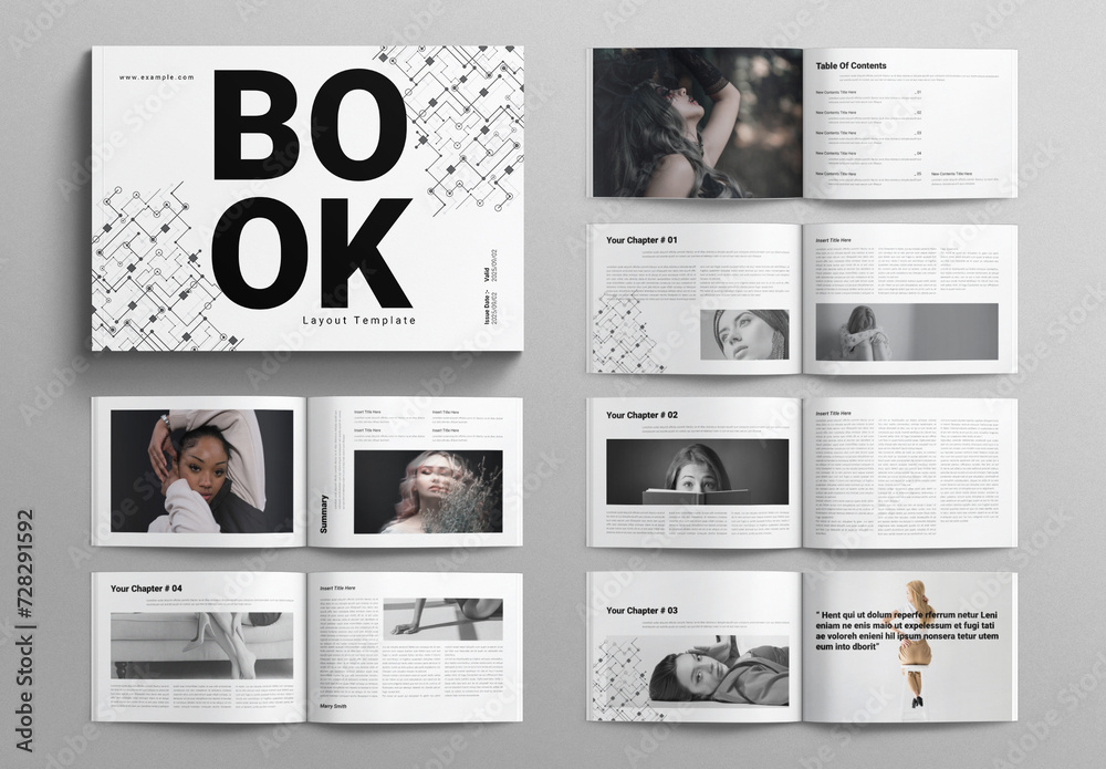 Book Layout Design Template Landscape Stock Template | Adobe Stock