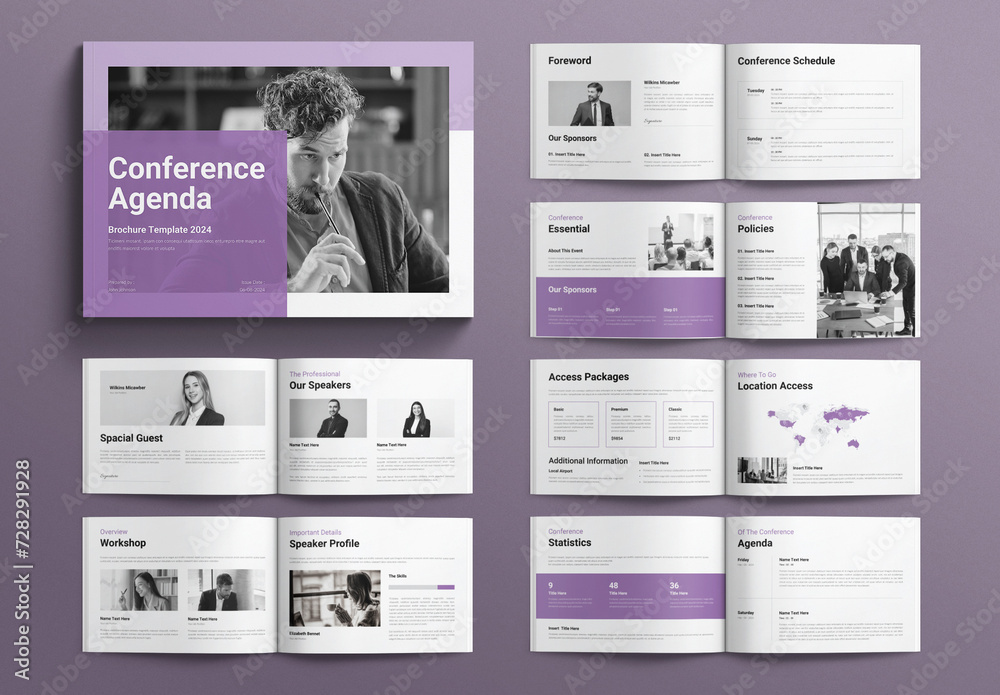 Conference Agenda Template Landscape Stock Template | Adobe Stock