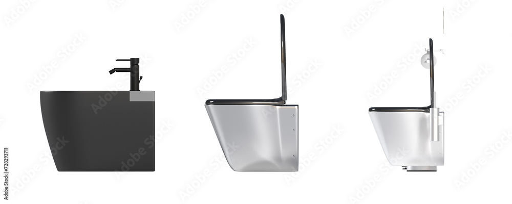 Lavatory pan isolated on a transparent background, bidet, 3D ...