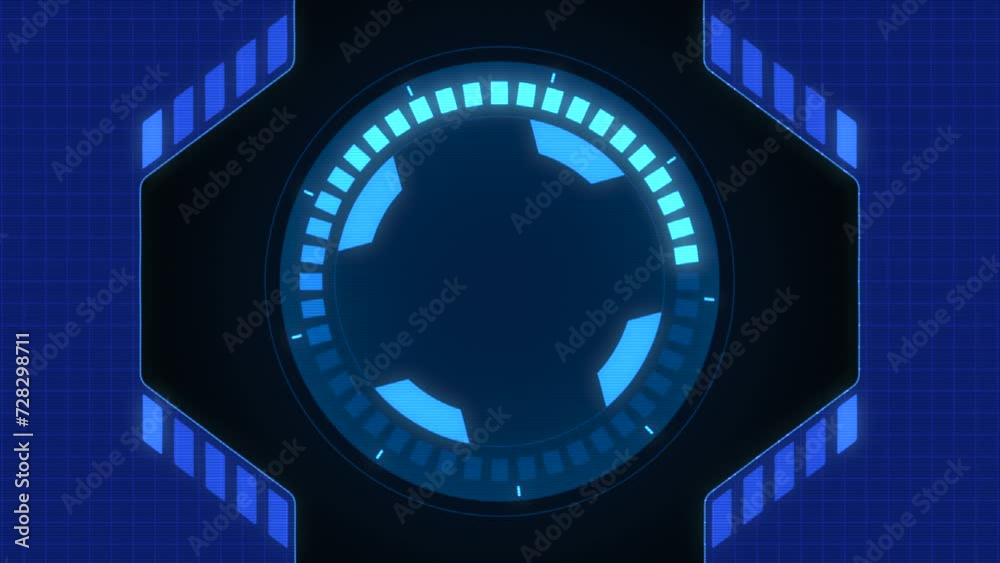 Vidéo Stock A futuristic computer interface in blue, with glowing lines ...