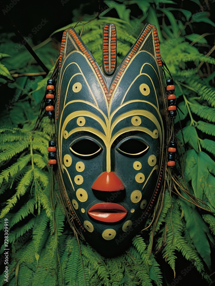 African Tribal Mask Designs: Rainforest Landscape featuring Central ...