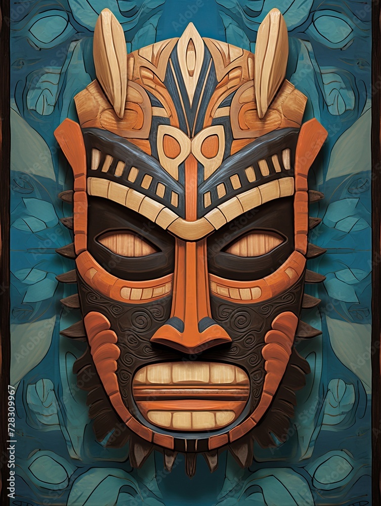 African Coastal Tribe Vibes: Stunning Seascape Art Print of Tribal Mask ...