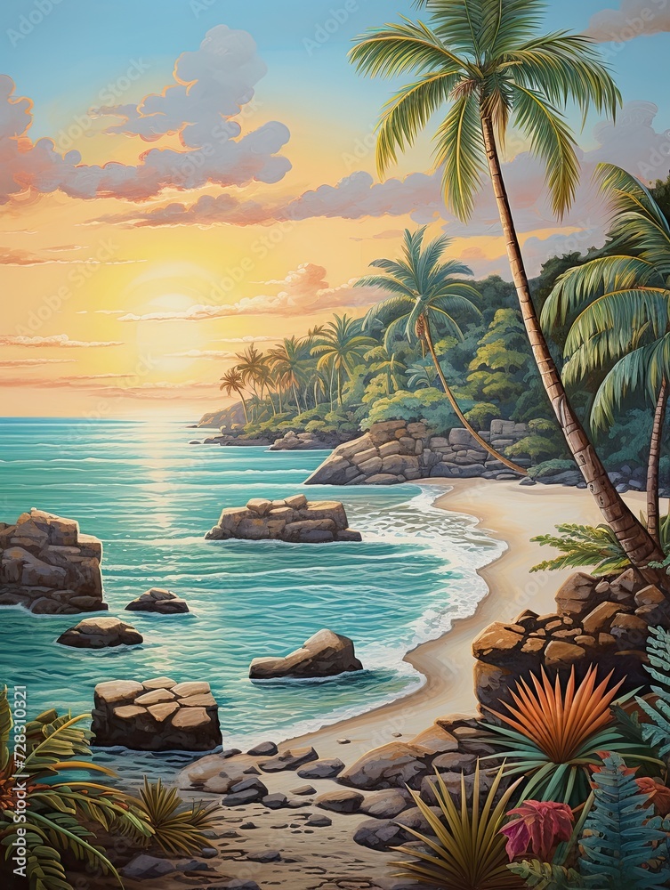 Ancient Aztec Murals: Gulf Coast Beach Scene Painting with Ancient ...