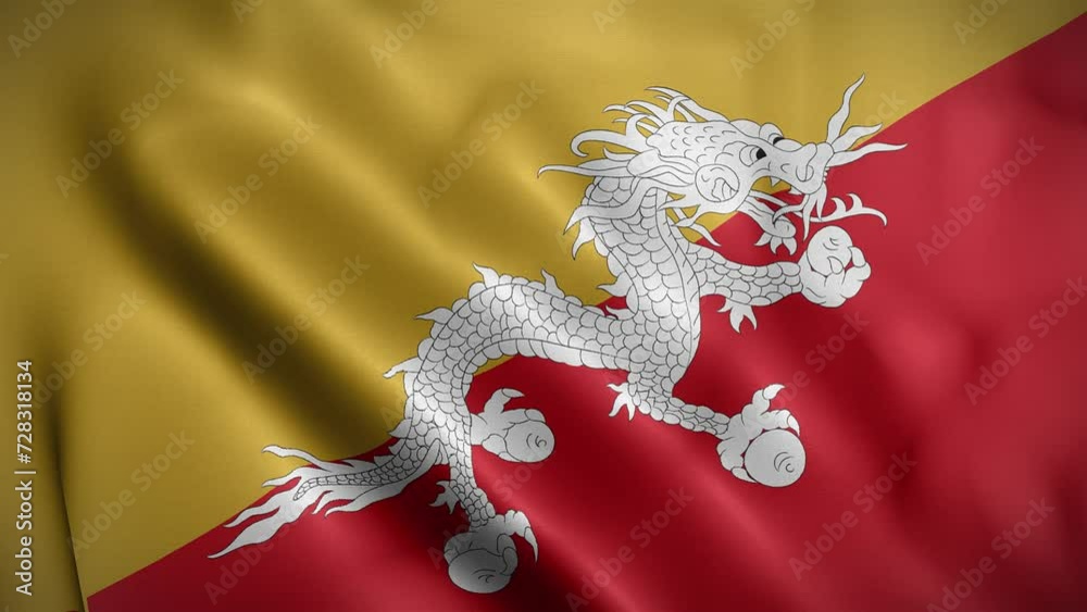 Bhutan waving flag, Flag of Bhutan Animation, Bhutanese Flag Closeup ...