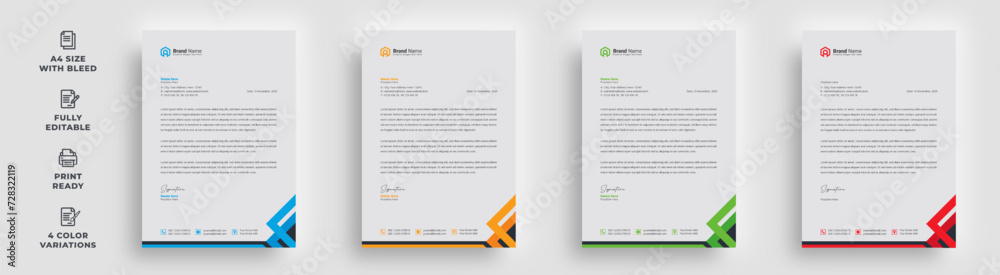 letterhead corporate modern effective 4 color package minimal simple ...