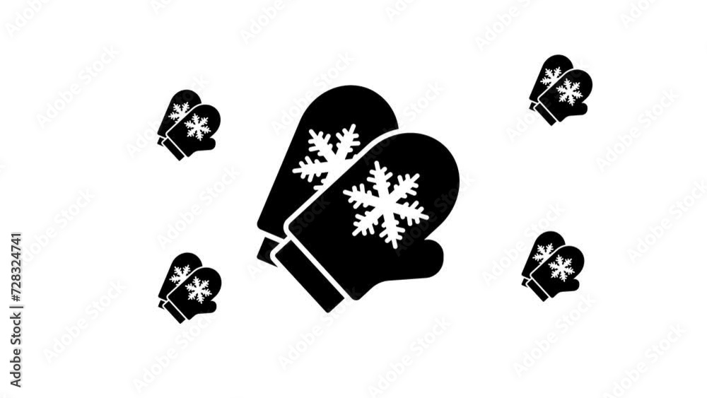 Zoom in and out animation the mittens symbol. Large black symbol in the ...