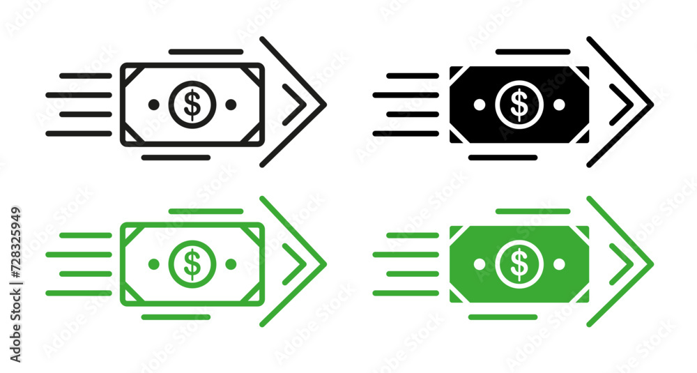Instant Payment Line Icon. Swift Transaction Icon in Black and White ...