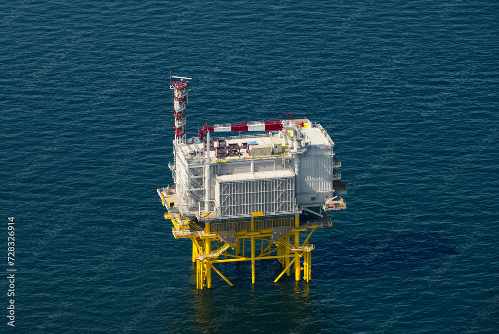 Netherlands, North Holland, IJmuiden, Aerial view of electricity ...