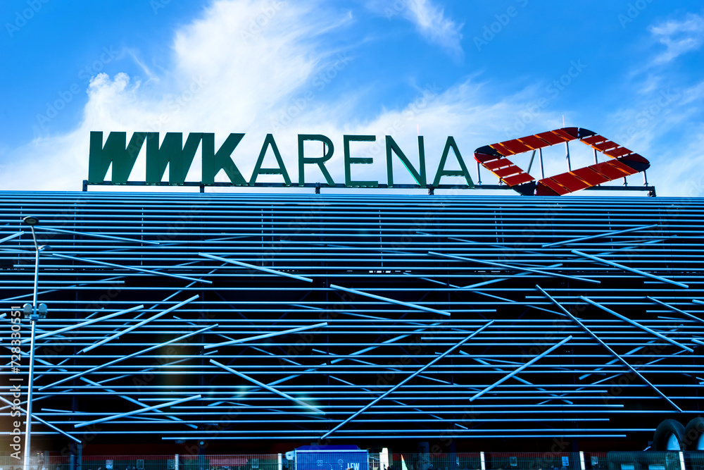 View at the lettering of WWK Arena - the official playground of FC ...