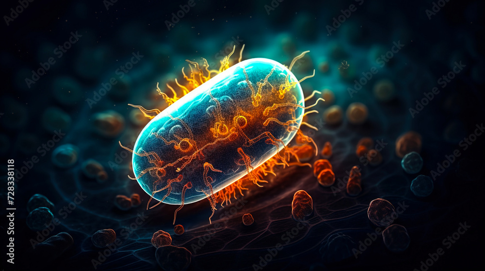 Virology, bacteriology, viruses, bacteria, pneumonia, lung tissue, red ...