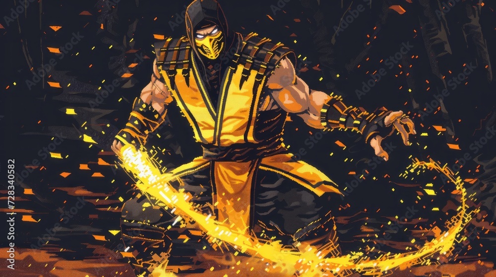 8 Bit Scorpion Mortal Kombat Pixel Art Stock Illustration Adobe Stock