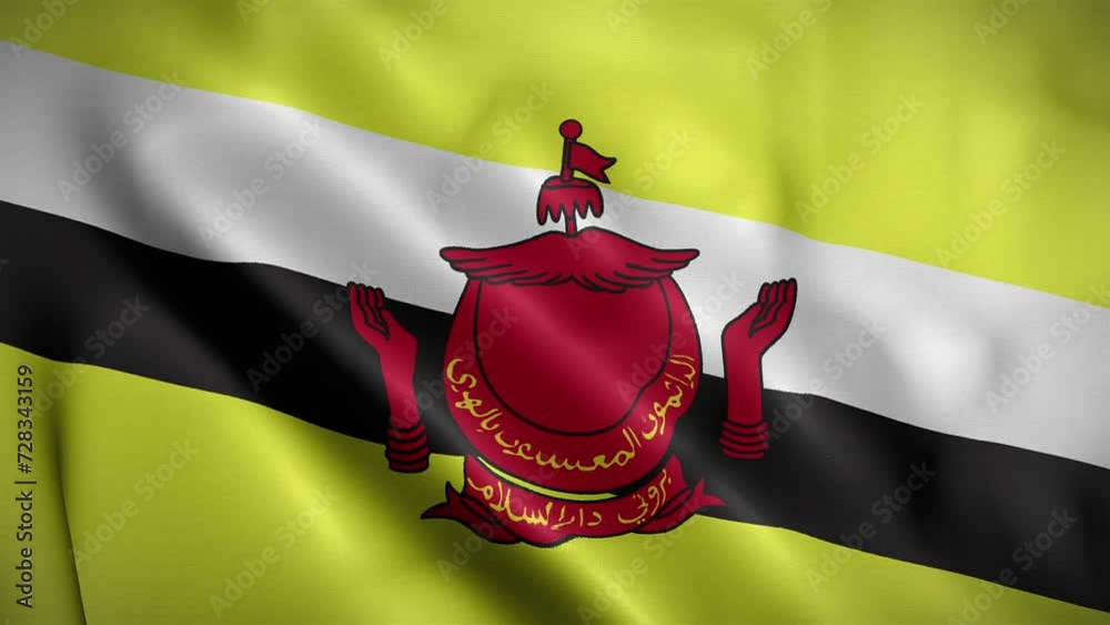 Brunei waving flag, Flag of Brunei Animation, Bruneian Flag Closeup, 4k ...