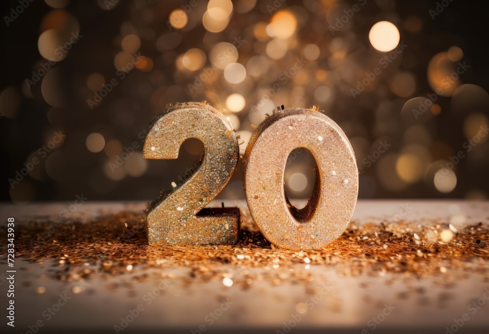 20 years old. Gold number 20th anniversary. happy birthday ...