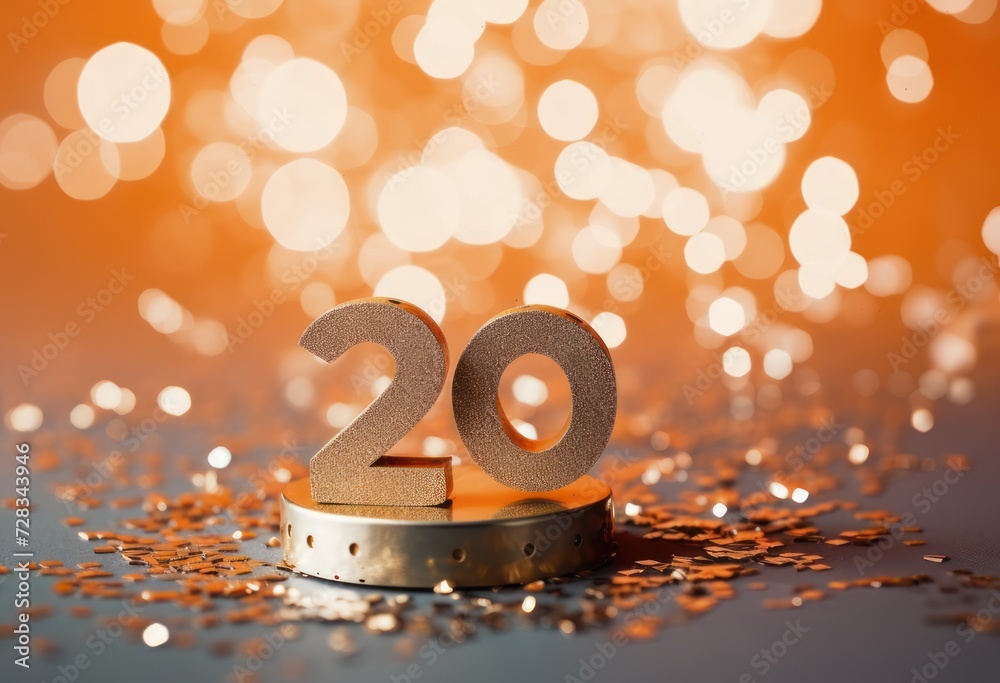 20 years old. Gold number 20th anniversary. happy birthday ...