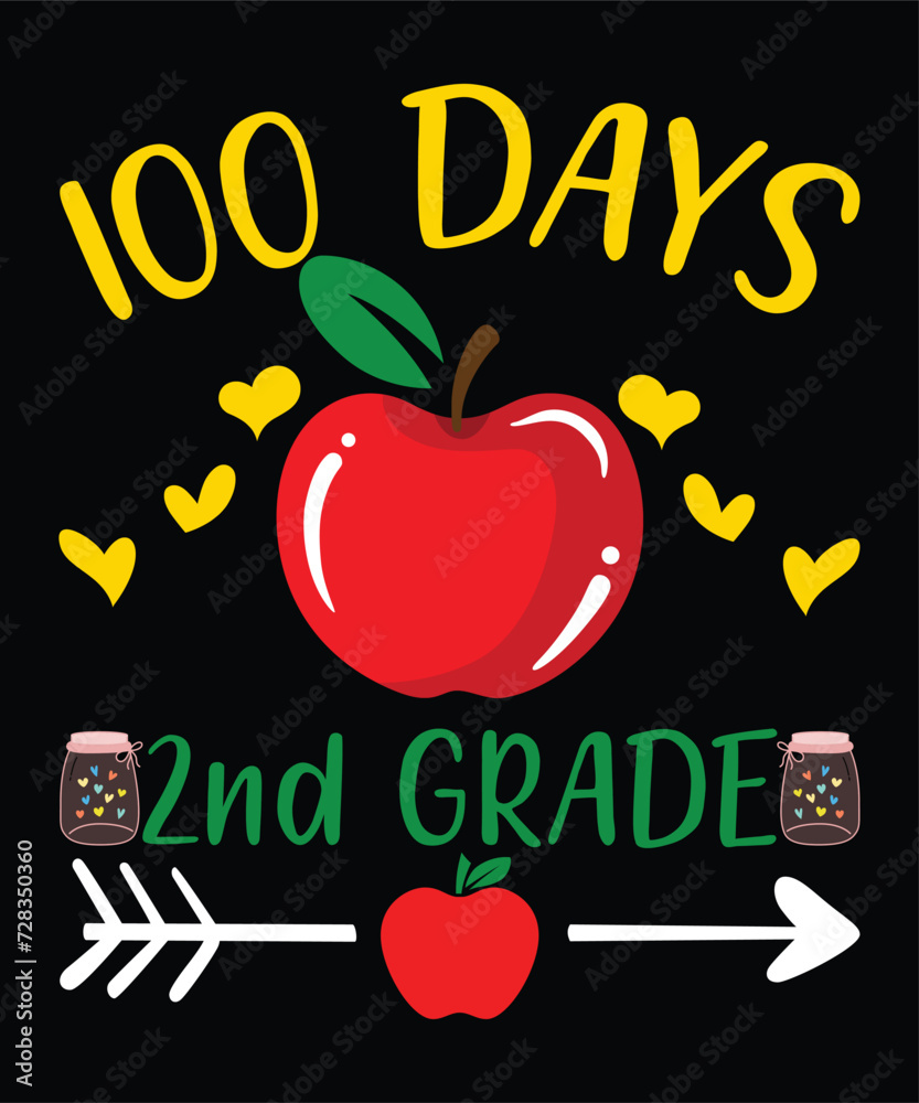 100 Days 2nd Grade Happy 100 days of school shirt print template ...