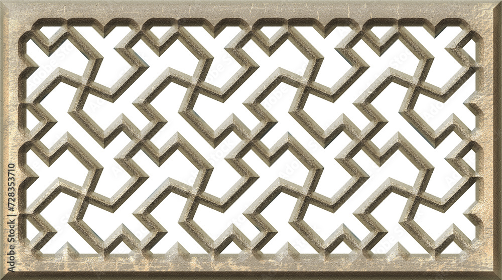 Mashrabiya arabesque lattice pattern. Islamic frame window with grill ...