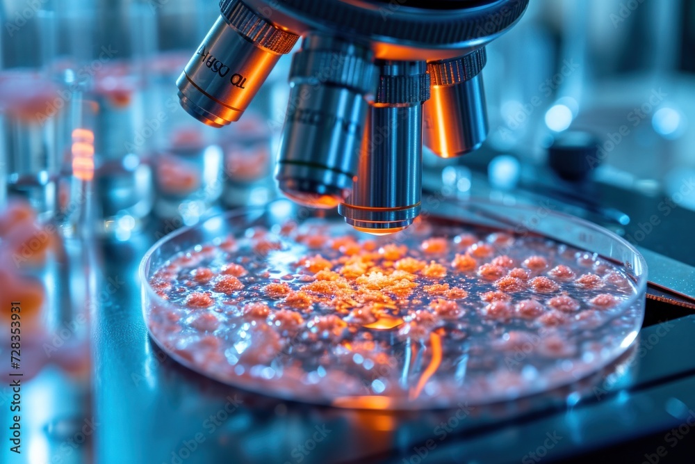 Observing Bacteria and Viruses Through a Microscope Stock Photo | Adobe ...