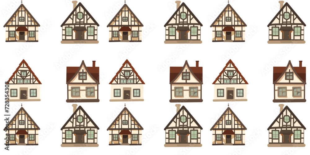 Seamless pattern with traditional German houses, cartoon vector ...