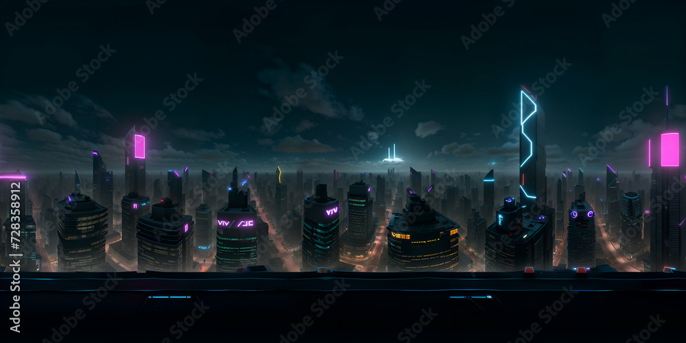 Cyberpunk High Rise Buildings - generative ai, üretken yapay zeka Stock ...