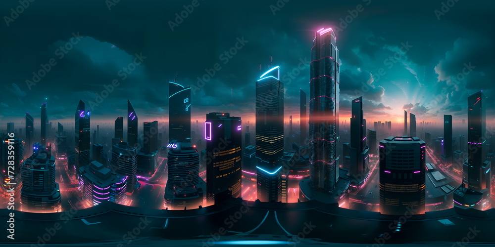 Cyberpunk High Rise Buildings - generative ai, üretken yapay zeka Stock ...