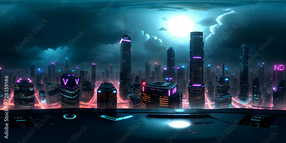 Cyberpunk High Rise Buildings - generative ai, üretken yapay zeka Stock ...