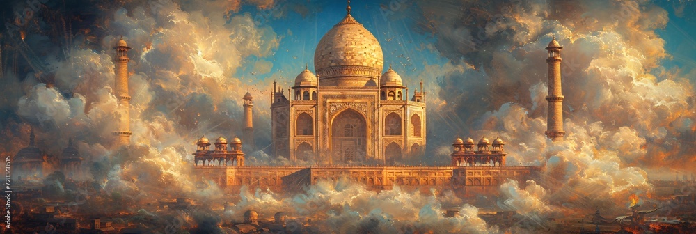 Golden Taj Mahal A Bird's Eye View of the Iconic Landmark Generative AI ...