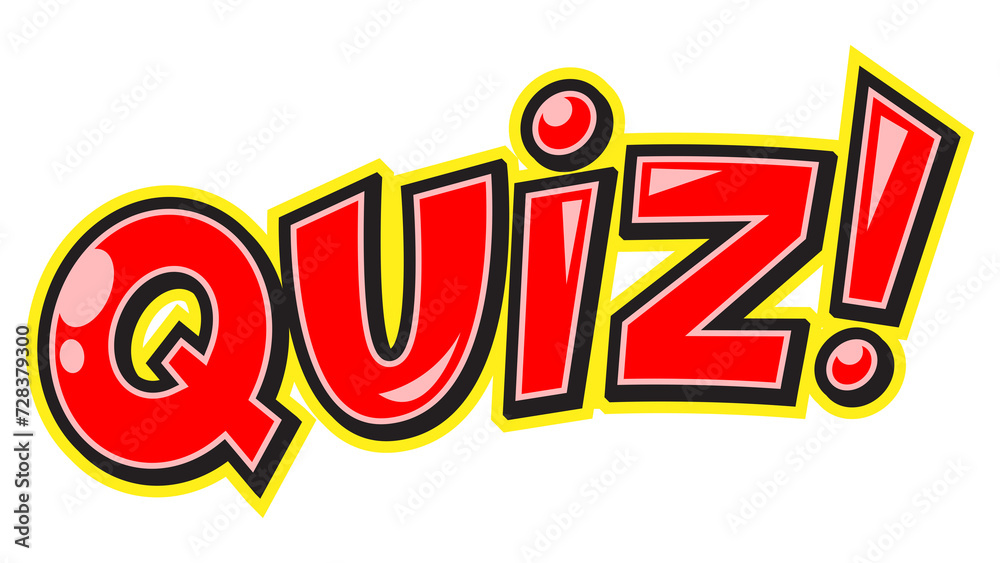 Quiz word pop art comic book style retro hand drawn isolated on ...