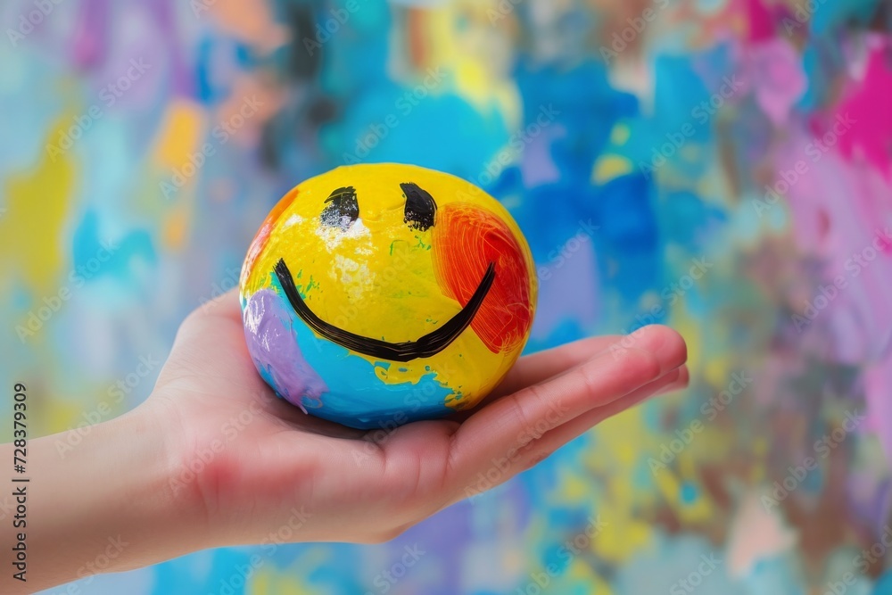 Happy Smiley Emoji convey Emoticon, colored Symbol stamp. Smiling face ...