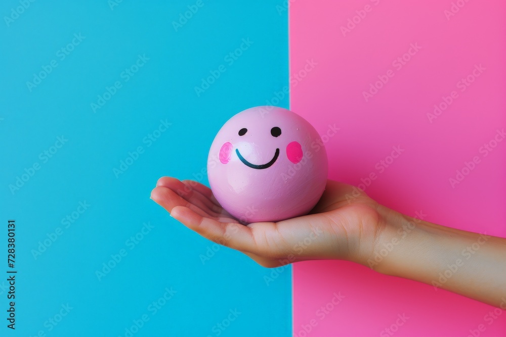 Happy Smiley Emoji in harmony Emoticon, colored Symbol brand. Smiling ...