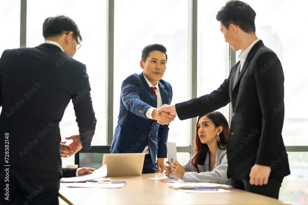 Image two business partner meeting successful handshake together with ...