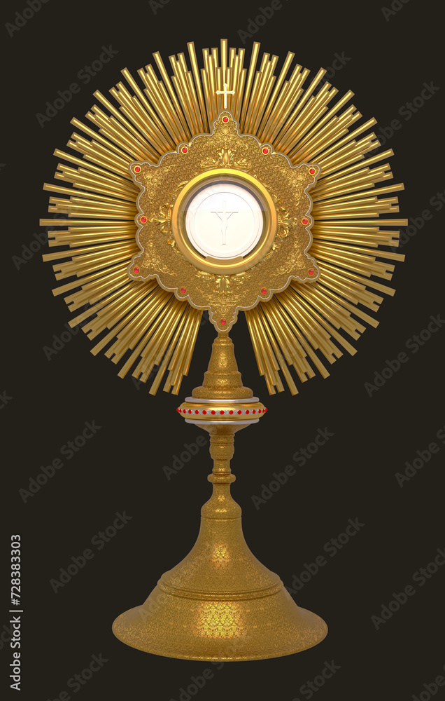 Um ostensório contendo a hóstia consagrada, Nosso Senhor Jesus Cristo ...