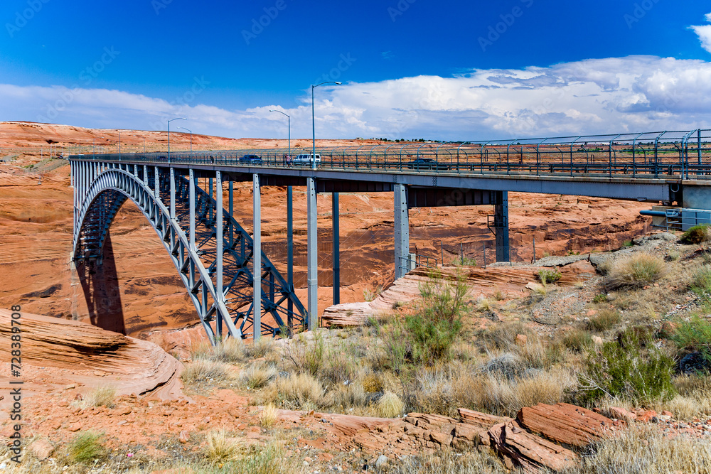 old Navajo bridge spans the river colorado near Lees Ferry in Arizona ...