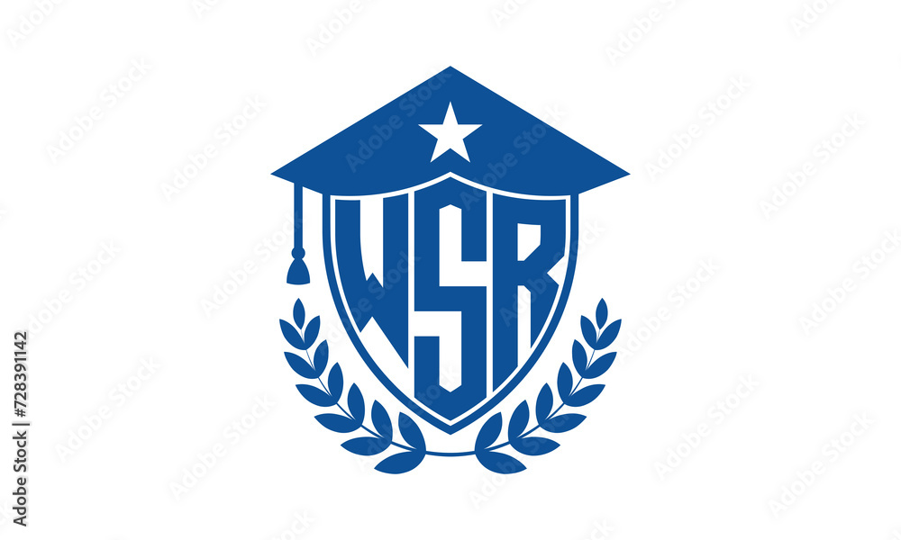 WSR three letter iconic academic logo design vector template. monogram ...