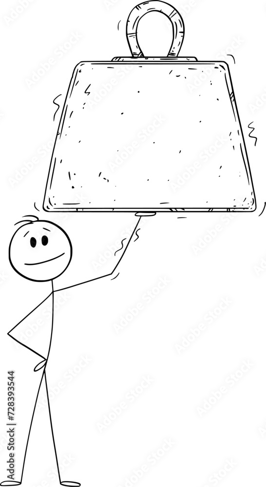 Person Holding Heavy Weight, Vector Cartoon Stick Figure Illustration ...