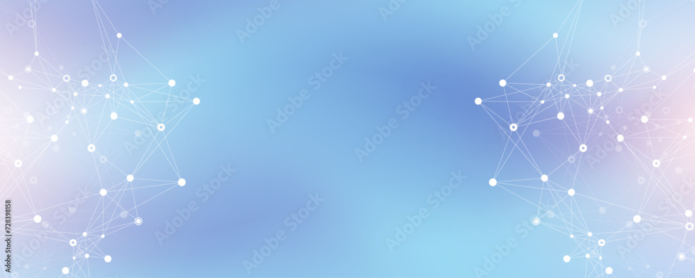 Abstract tech network connection dots. Digital technology and big data ...