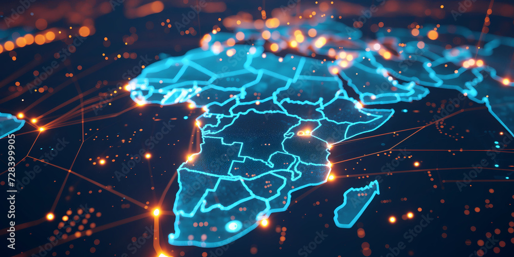 Digital map of Africa, concept of global network and connectivity, data ...