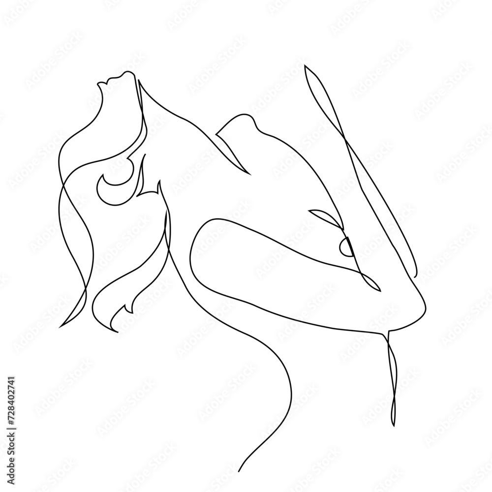Abstract beautiful female body, continuous line drawing, quick sketch ...