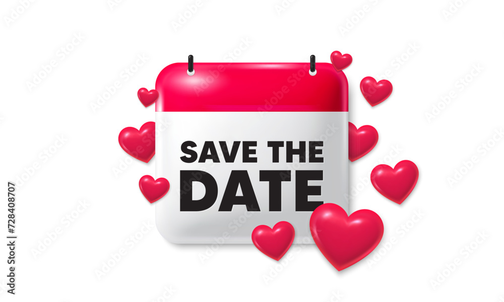 Save the date paper calendar reminder. Calendar for lovers date 3d icon ...