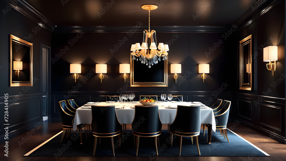 dining room icon 3d vector clipart isolated on black background. luxury ...