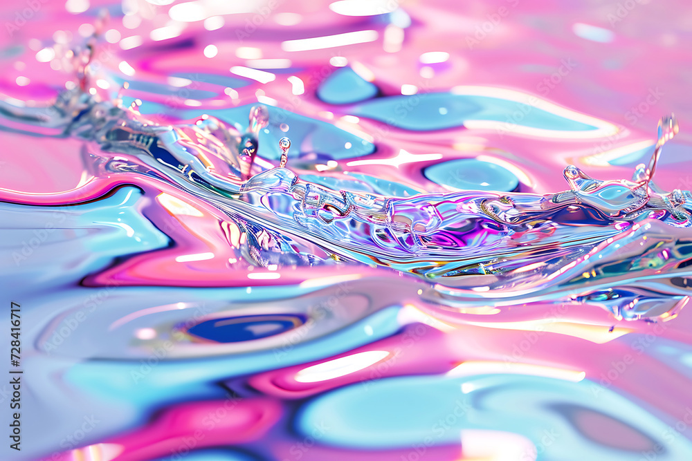 Luminous Liquid Whorls in Pastel Hues. Horizontal illustration. A ...