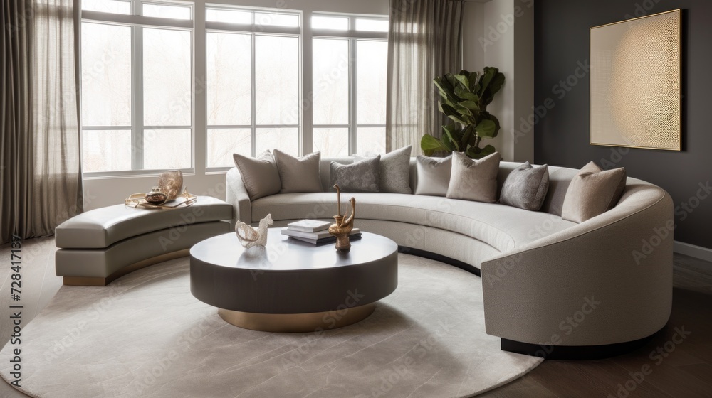 Elegant Curved Sofa In A Chic Modern Living Room A Chic Modern Living