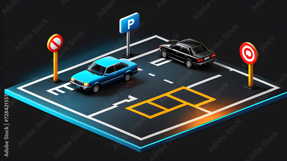 car parking icon 3d clipart isolated on black background. Stock ...