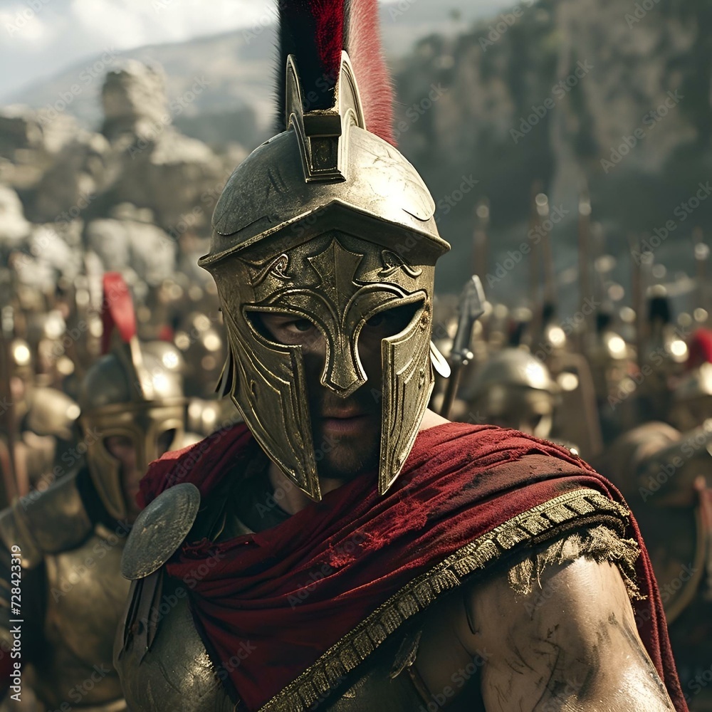 AI generated illustration of Leonidas leading his faithful 300 spartans ...