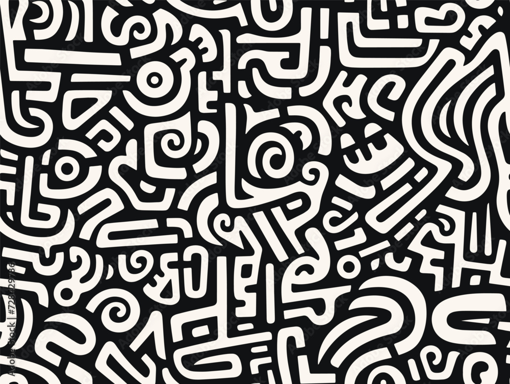 Perfectly seamless pattern, vector repeated abstract african texture ...