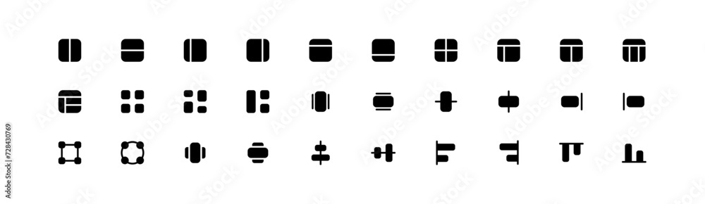 Alignment icons collection. Align icons set. Set of black editing and formatting icons ...