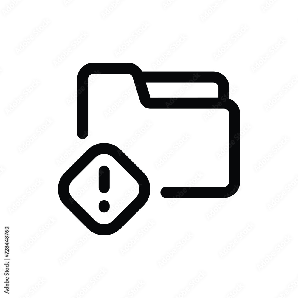 Warning Folder icon in trendy outline style isolated on white ...