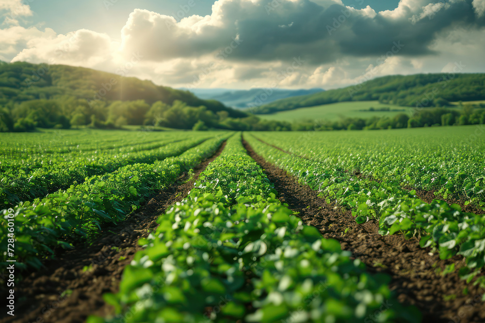 Agricultural Growth in Green Farming Fields: A Serene Countryside ...