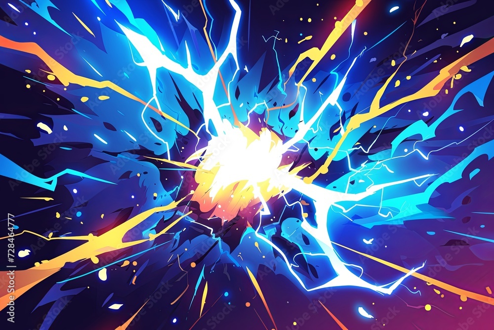 Cartoon Lightning Strikes Amid Stormy Thunderbolt, Vector Thunderstorm ...