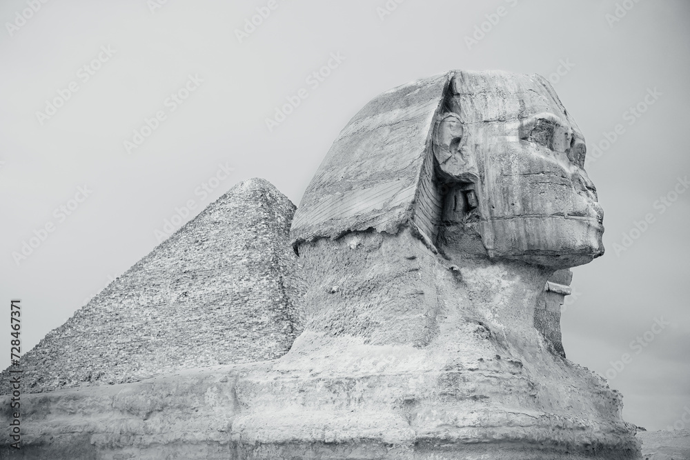 The great sphinx of Giza near the great pyramid, the oldest of the ...